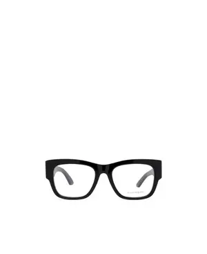 Alexander McQueen Square Frame Eyeglasses With Logo Detail - Black