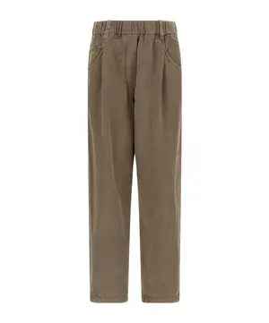 Brunello Cucinelli Straight-leg Trousers With Elasticated Waist - Brown