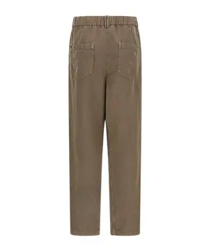 Brunello Cucinelli Straight-leg Trousers With Elasticated Waist - Brown