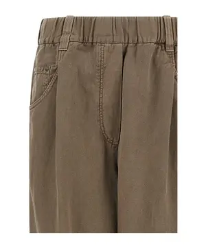 Brunello Cucinelli Straight-leg Trousers With Elasticated Waist - Brown
