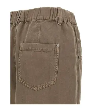 Brunello Cucinelli Straight-leg Trousers With Elasticated Waist - Brown
