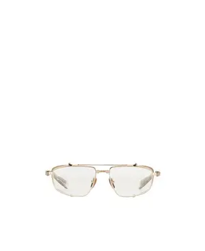 Balmain Metal Frame Flat Mirror Eyeglasses - White