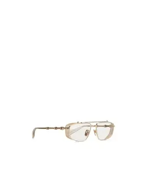 Balmain Metal Frame Flat Mirror Eyeglasses