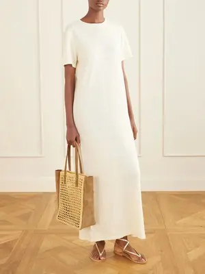 Co Short-sleeved Dress In Silk-linen Blend Knit