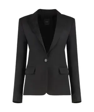 Pinko Single-breasted Tailored Blazer With Raw Cut Edges - Black