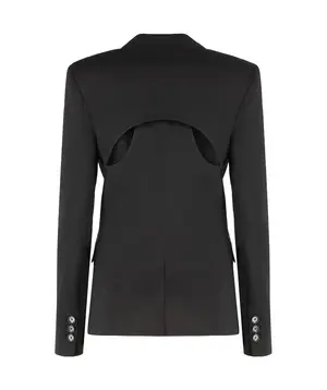 Pinko Single-breasted Tailored Blazer With Raw Cut Edges - Black