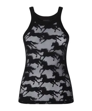 Pinko X Patrick Mcdowell Semi-sheer Horse Jacquard Mesh Tank Top
