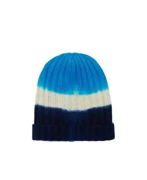 THE ELDER STATESMAN Tie-dyed Chunky Ribbed-knit Beanie - Blue