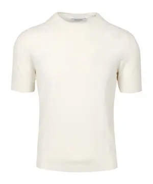 GRAN SASSO Textured Short Sleeve Knit Sweater - White