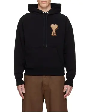 Ami Logo Detailed Drawstring Hoodie