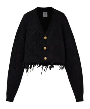 Vetements Distressed Button-up Cardigan - Black
