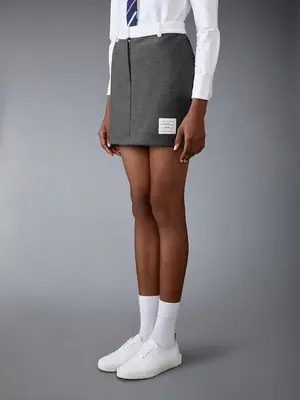 Thom Browne Logo-patch Mini Skirt - Medium Gray