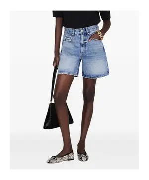 ANINE BING Heath Frayed-hem Denim Shorts
