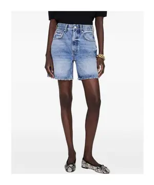 ANINE BING Heath Frayed-hem Denim Shorts