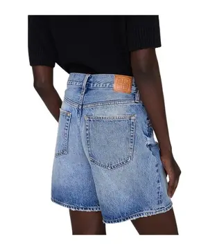 ANINE BING Heath Frayed-hem Denim Shorts