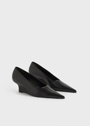 TOTEME 55mm Pointed-toe Leather Wedge Pumps - Black