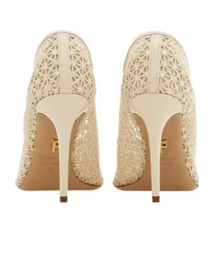 FERRAGAMO Sol 95 Woven Stiletto Pumps - Mascarpone