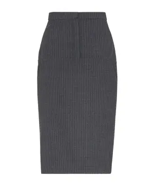Fendi Pinstriped Wool Skirt With Slit Detail - Grey