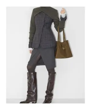 Fendi Pinstriped Wool Skirt With Slit Detail - Grey