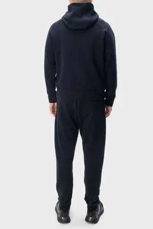 Emporio Armani Logo Patterned Hoodie - Black