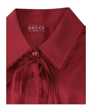 Gucci Long Sleeve Shirt With Drawstring Detail - Red