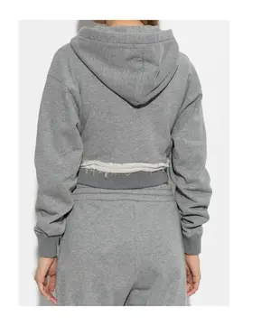 Alexander McQueen Drawstring Distressed Cropped Hoodie