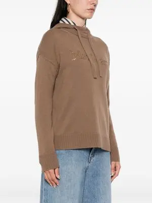 Max Mara Logo Embellished Knitted Hoodie