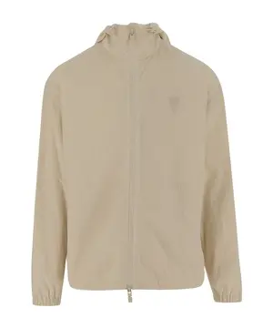Burberry Embroidered Logo Hooded Zip-up Coat