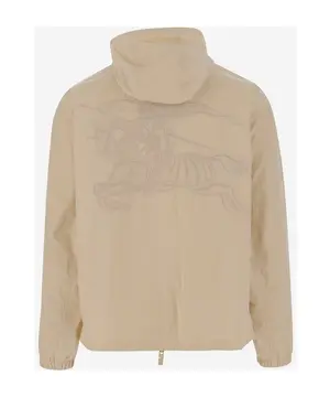 Burberry Embroidered Logo Hooded Zip-up Coat