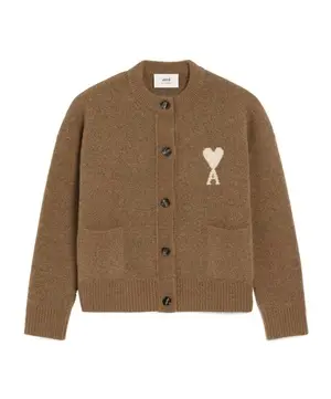 AMI Paris Logo Detailed Knitted Cardigan