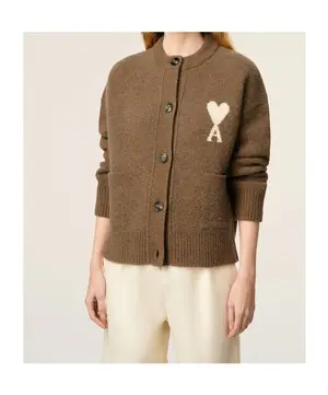 AMI Paris Logo Detailed Knitted Cardigan