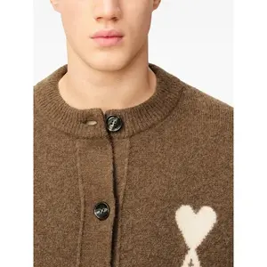 AMI Paris Logo Detailed Knitted Cardigan