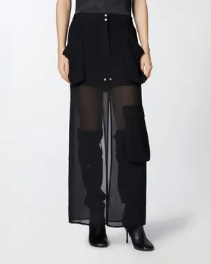 Pinko Sheer Cargo Midi Skirt