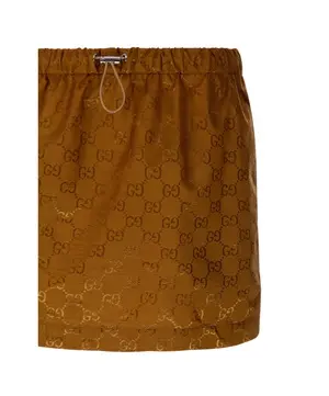 Gucci Gg Monogram Mini Skirt - Brown