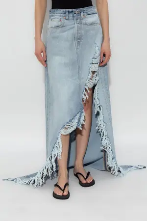 Vetements Maxi Denim Skirt With Asymmetrical Slit