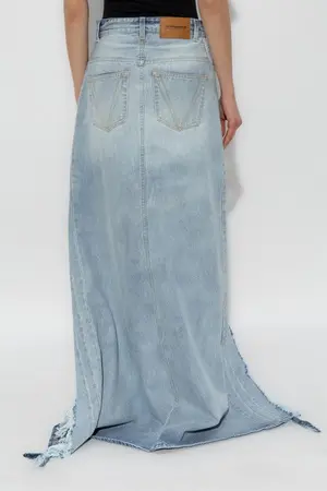 Vetements Maxi Denim Skirt With Asymmetrical Slit