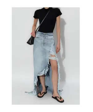 Vetements Maxi Denim Skirt With Asymmetrical Slit