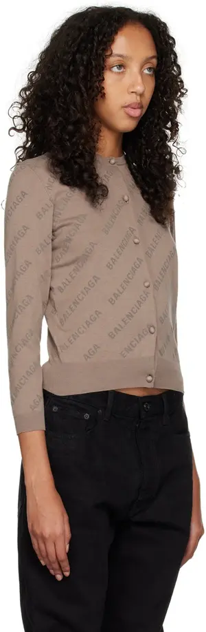 Balenciaga All-over Logo Buttoned Cardigan