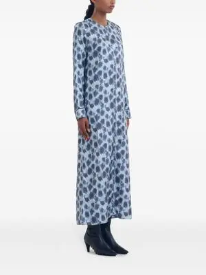 Marni Long Sleeve Printed Silk Dress