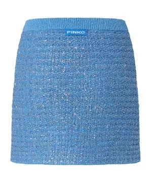 Pinko Miletto" Knitted Mini Skirt With Button Details - Blue
