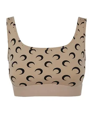 MARINE SERRE Moon Jersey Sport Bra - Tan