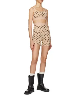 MARINE SERRE Moon Jersey Sport Bra - Tan
