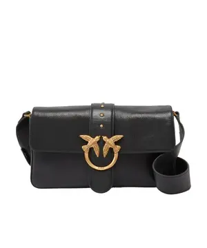Pinko Love One Logo Plaque Shoulder Bag - Black