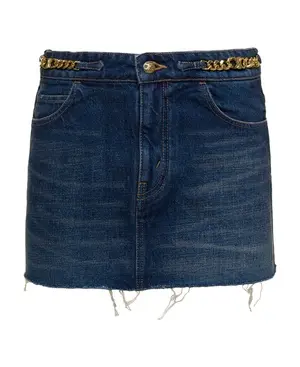 Celine Mini Skirt In Dark Union Wash Denim