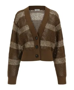 Brunello Cucinelli Open-knit Striped Cardigan