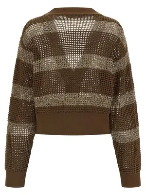 Brunello Cucinelli Open-knit Striped Cardigan