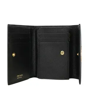 Prada Logo Plaque Tri-fold Wallet