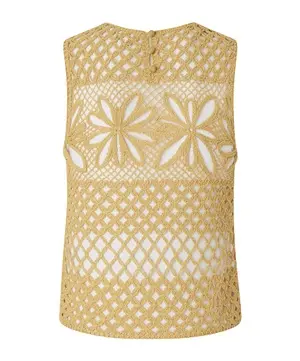 Pinko Crochet Knit Vest - Nude