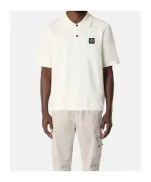 Stone Island Loose-fit Short-sleeve Polo Shirt - Ivory