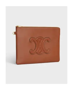 Celine Small Pouch With Strap In Triomphe Leather